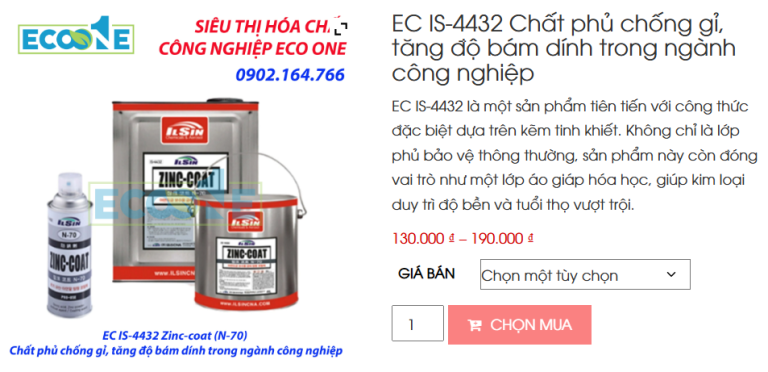 Chất phủ EC IS-4432 chống gỉ & tăng độ bám dính vượt trội trong sản ...
